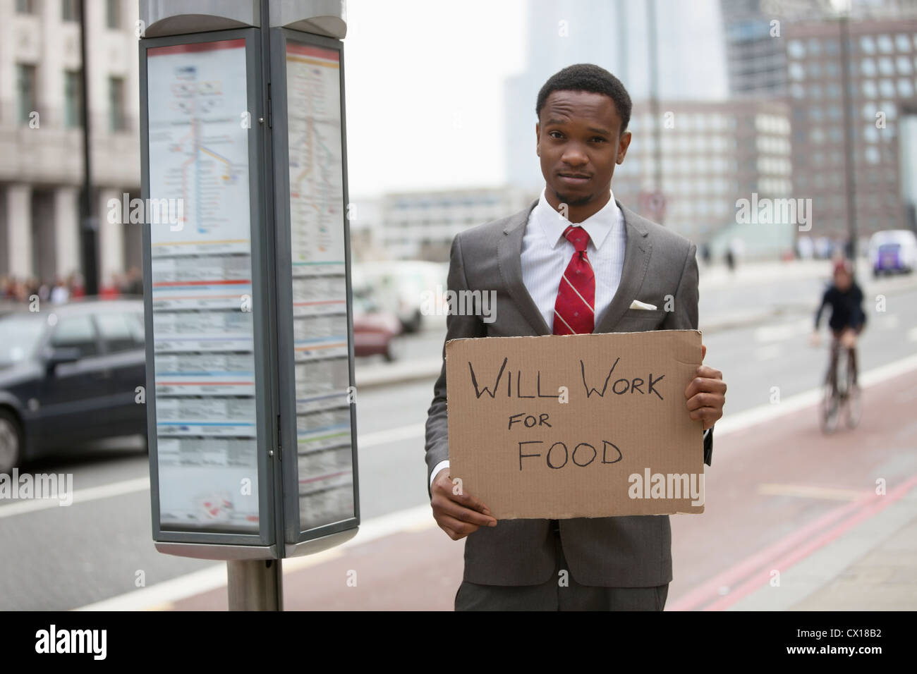Homeless Man With Sign Will Work For Food