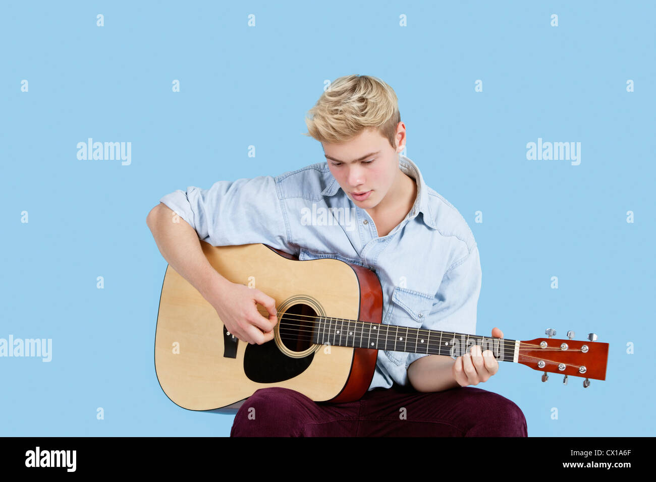 Guitar background blue hi-res stock photography and images - Alamy