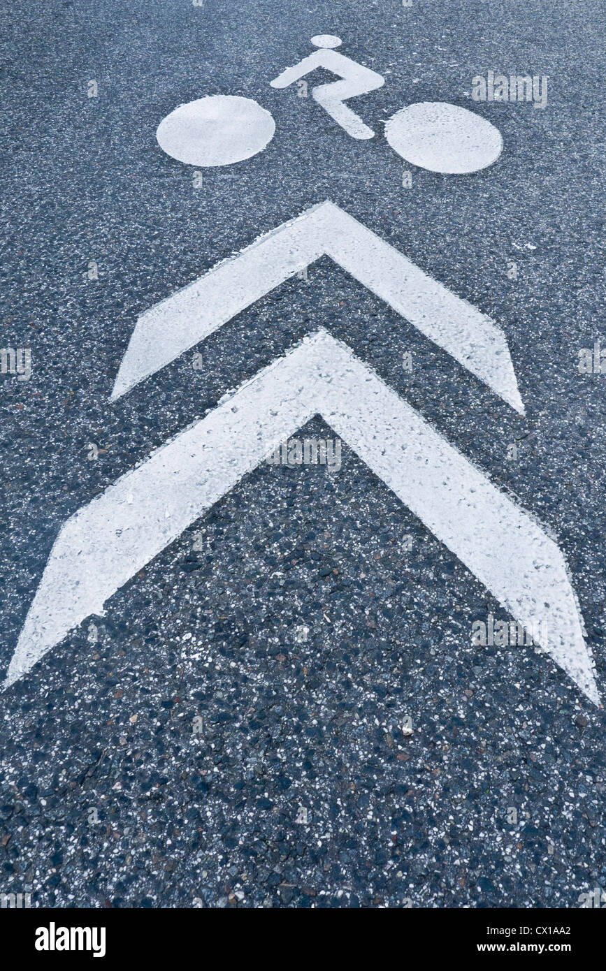 bicycle path with sign Stock Photo - Alamy