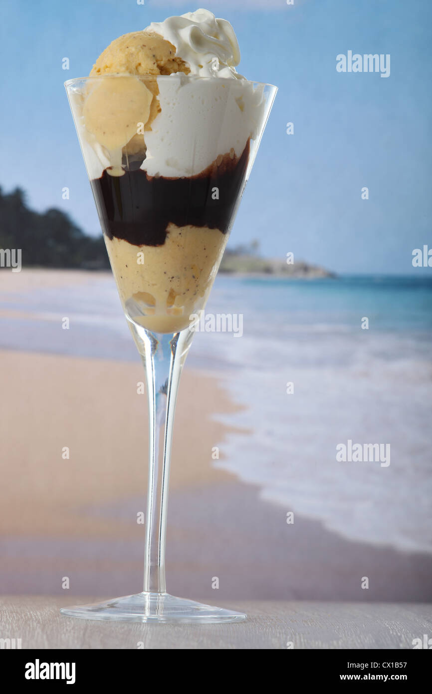 Ice cream sundae on beach Stock Photo - Alamy