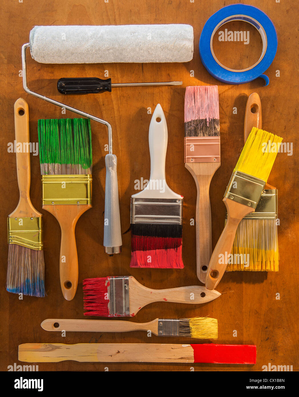 Collection of painting utensils Stock Photo - Alamy