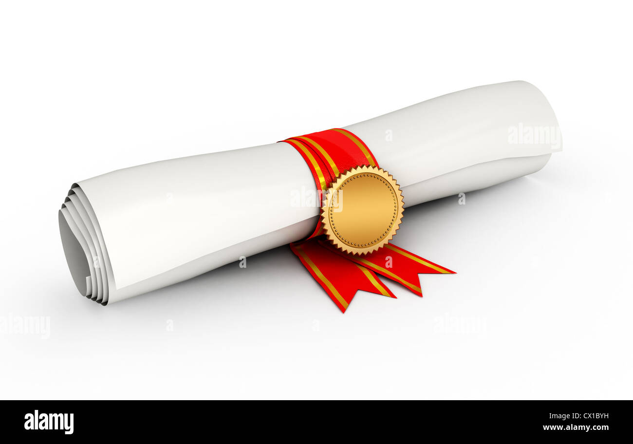 Certificate scroll - isolated on white background Stock Photo - Alamy