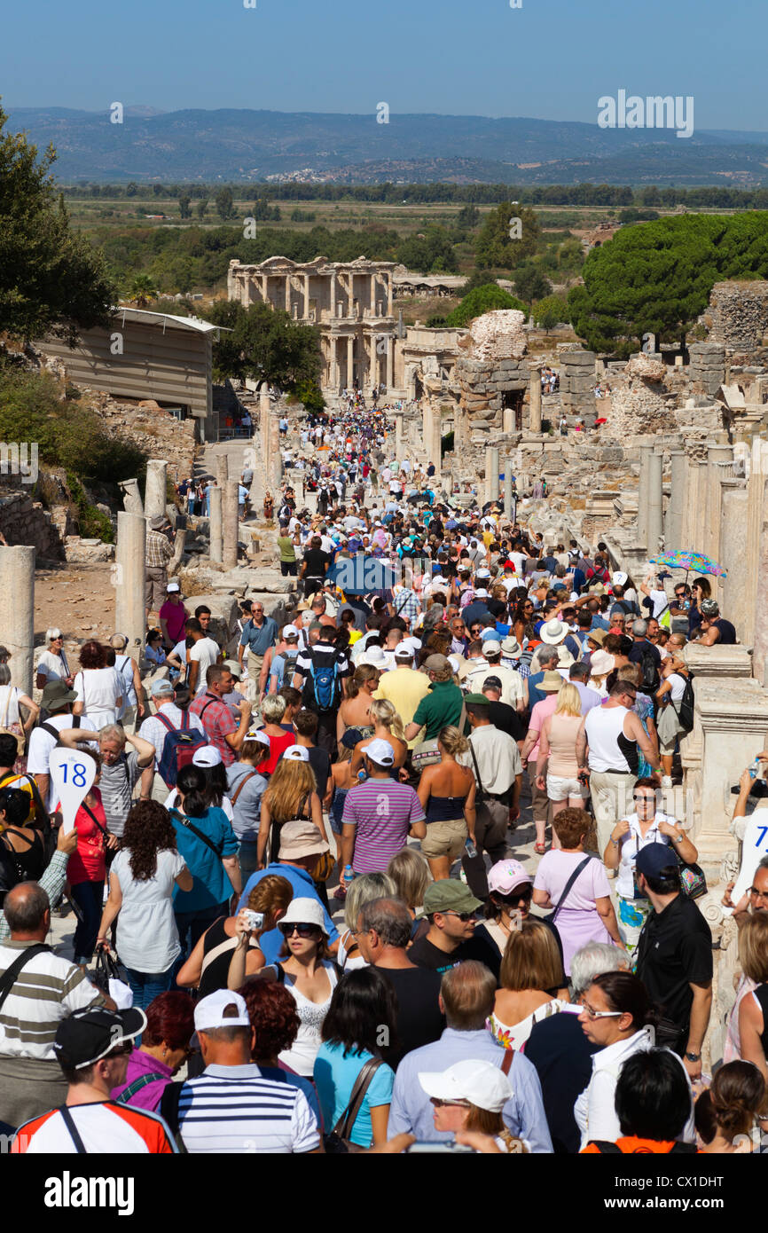 Tourists crowding through Ephesus Stock Photo - Alamy