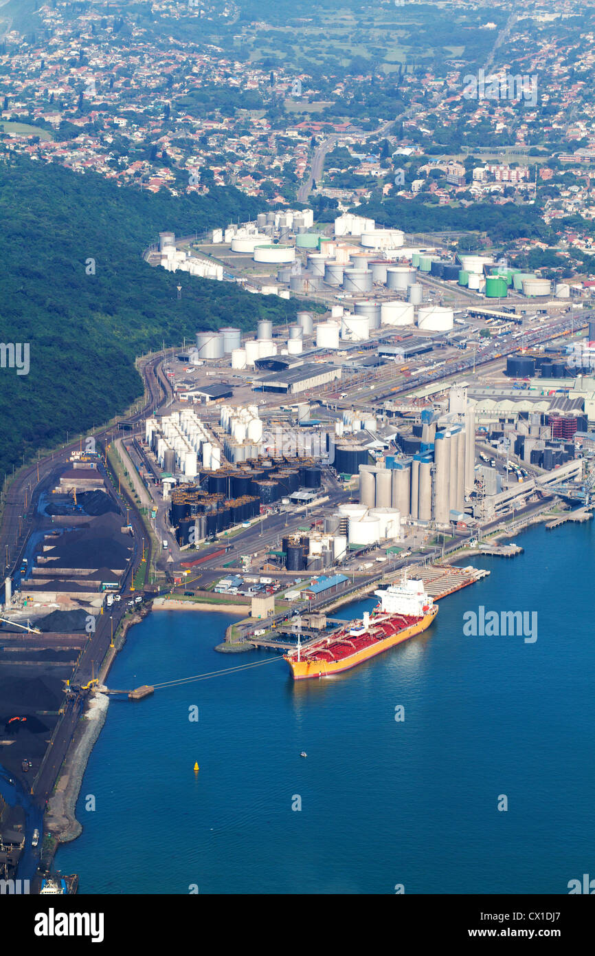 above view of durban harbour fuel storage zone Stock Photo - Alamy