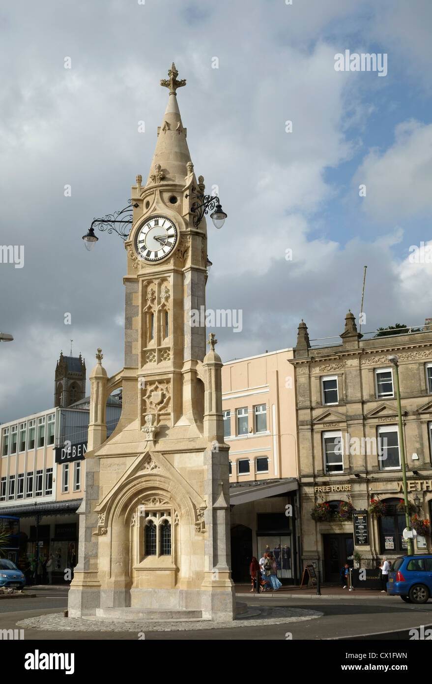 The Mallock Memorial clock tower in Torquay, Devon England. Built in ...