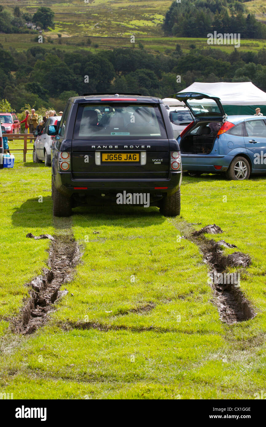Wheel ruts from 4x4 at Threlkeld Show, Threlkeld, Keswick, Lake ...