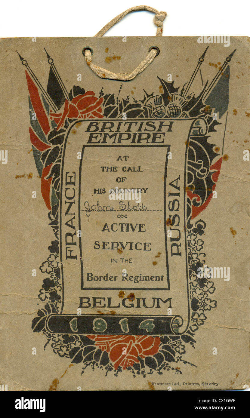 Patriotic window display card on outbreak of World War One Stock Photo ...