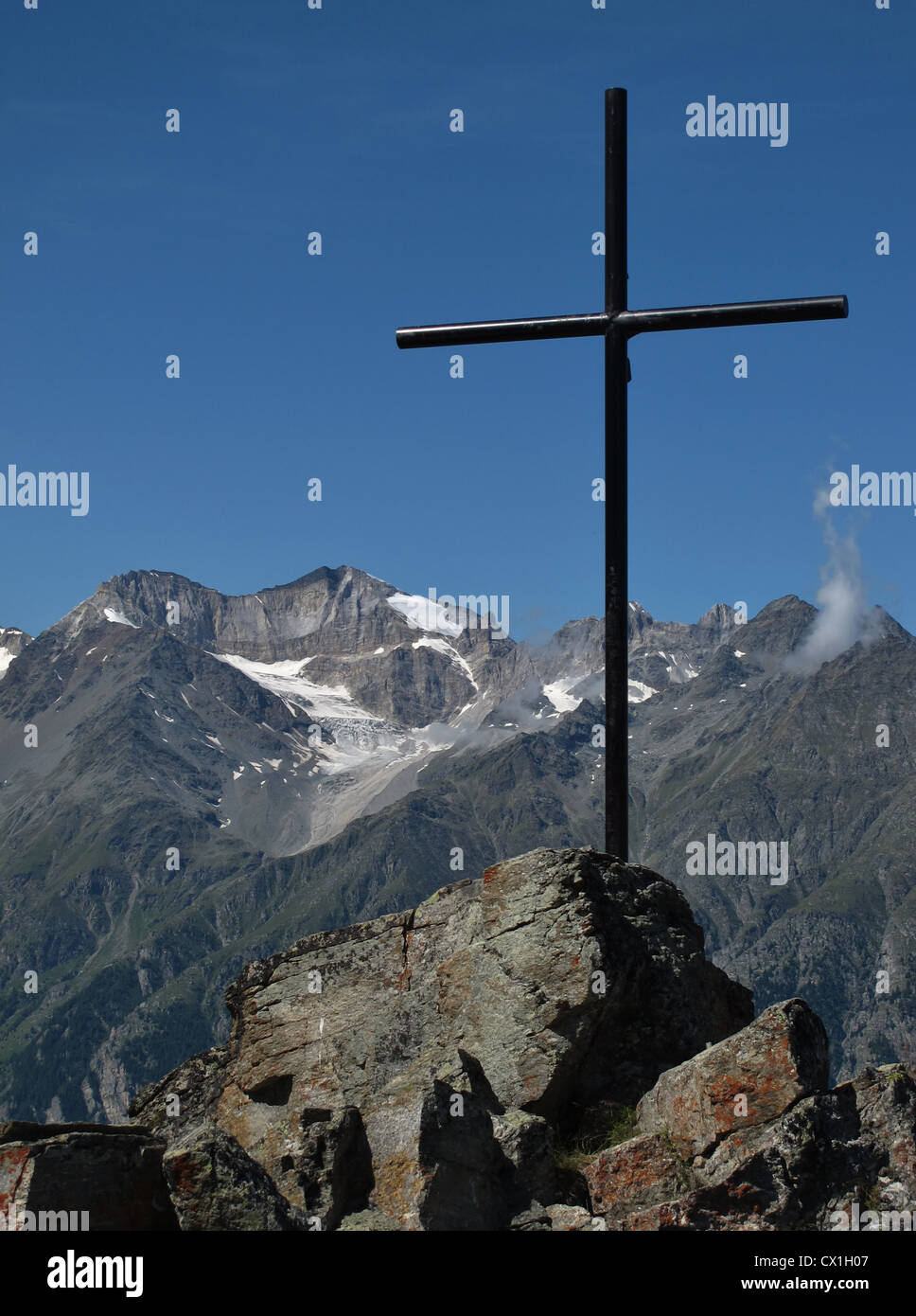 Summit Cross In The Canton Valais Stock Photo - Alamy
