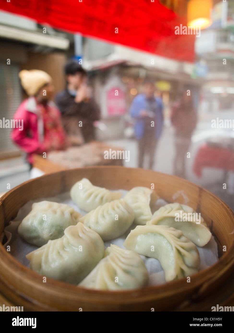 Dumplings for sale at a street front dumpling and baked goods stall in ...
