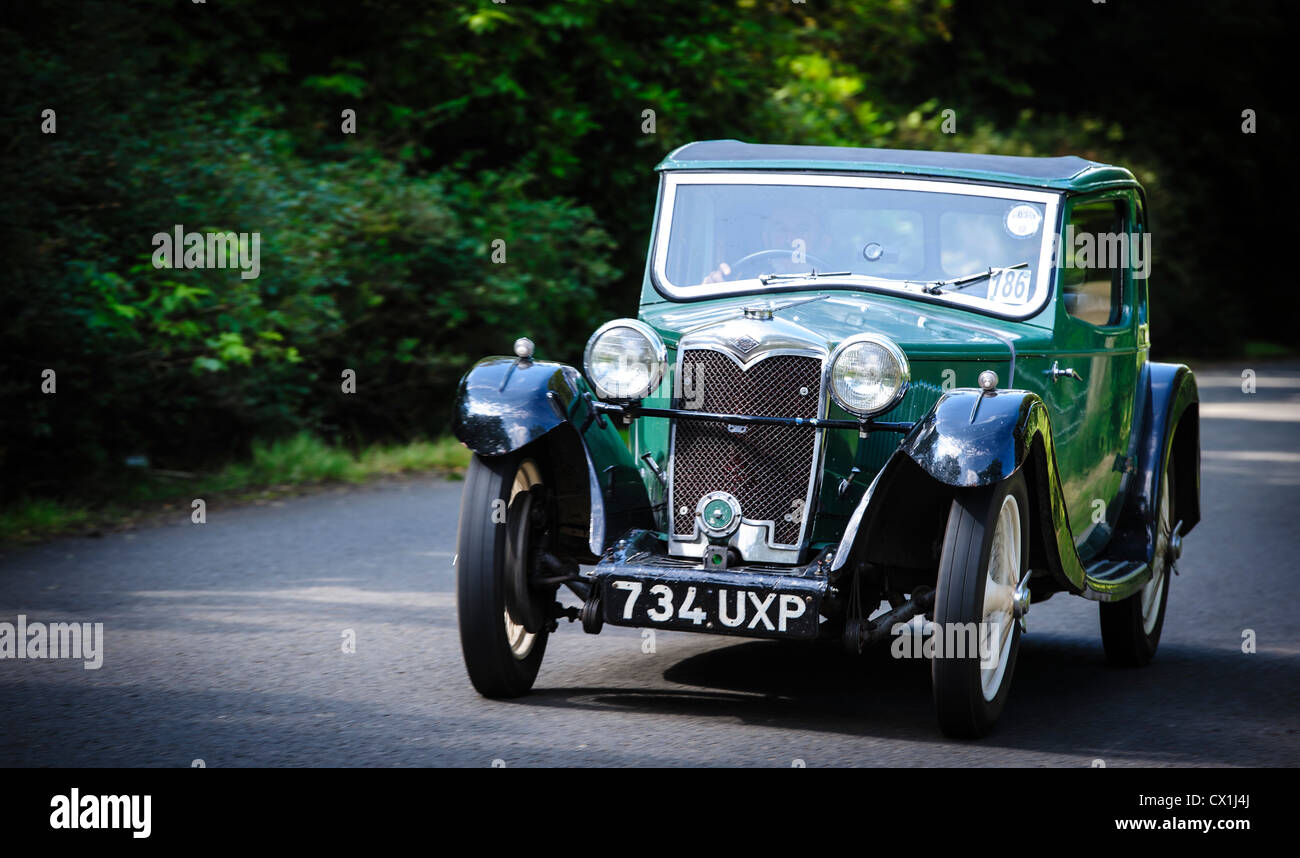 Vintage Austin Riley car driving in South Lanarkshire during the Biggar ...