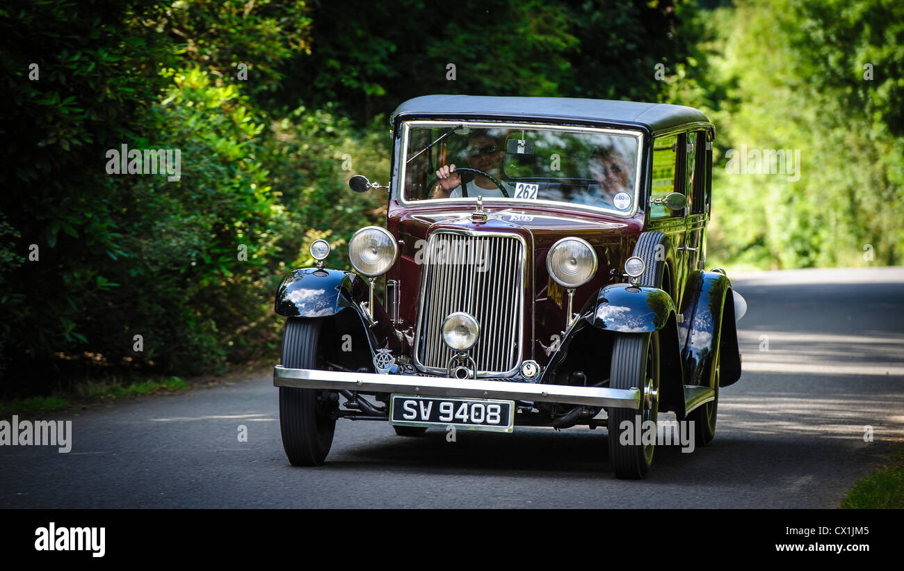 Vintage Armstrong car driving in South Lanarkshire during the Biggar ...