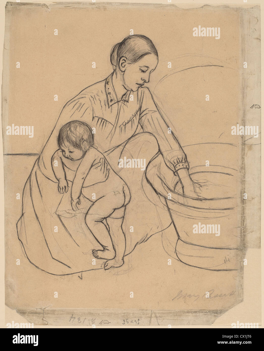 Mary Cassatt, The Bath [recto], American, 1844 - 1926, 1891, graphite ...