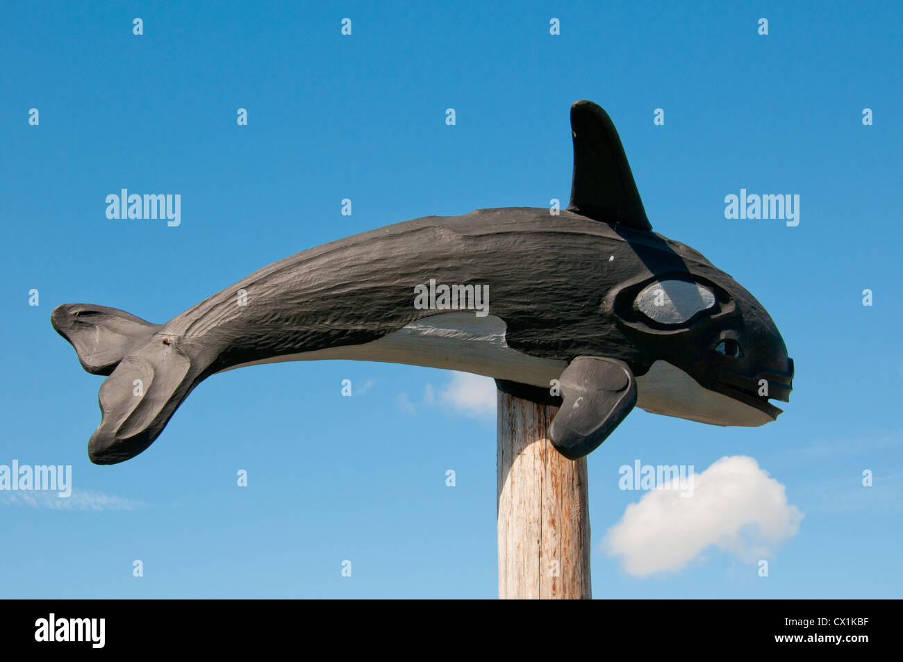 Carved Orca, Pervical Landing Historic Waterfront, Olympia, Washington ...