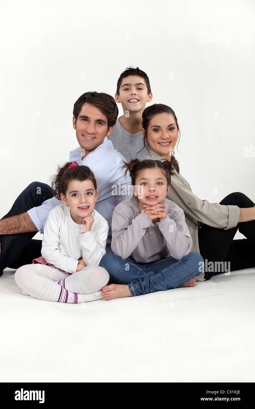 Family with three children Stock Photo - Alamy