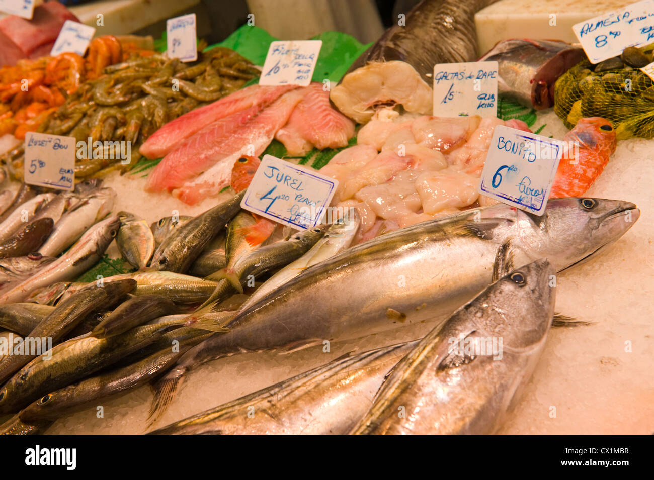 Fishmongers stall in Mercat St Josep La Boqueria Food Market Las ...