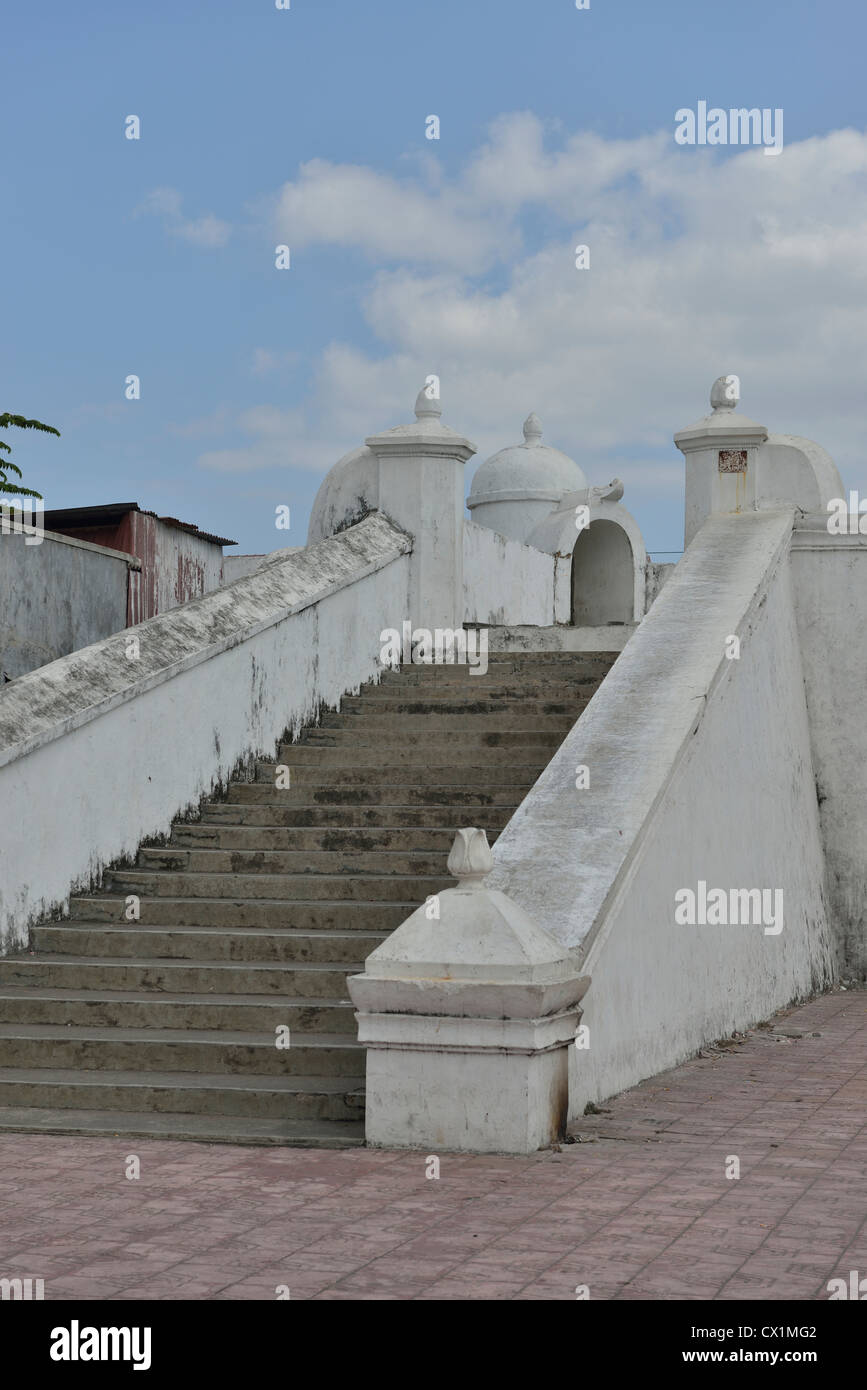 The stairs on the outer walls of Yogyakarta; Central Java, Indonesia ...