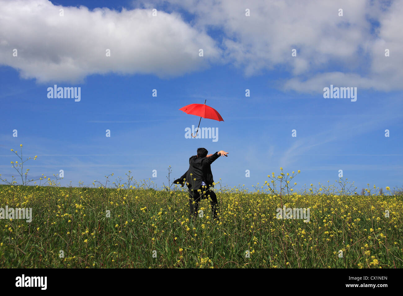Businessman running rain hi-res stock photography and images - Alamy