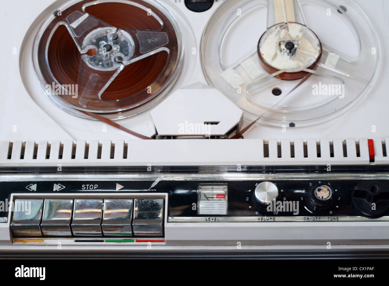 old tape recorder close up view from above Stock Photo - Alamy