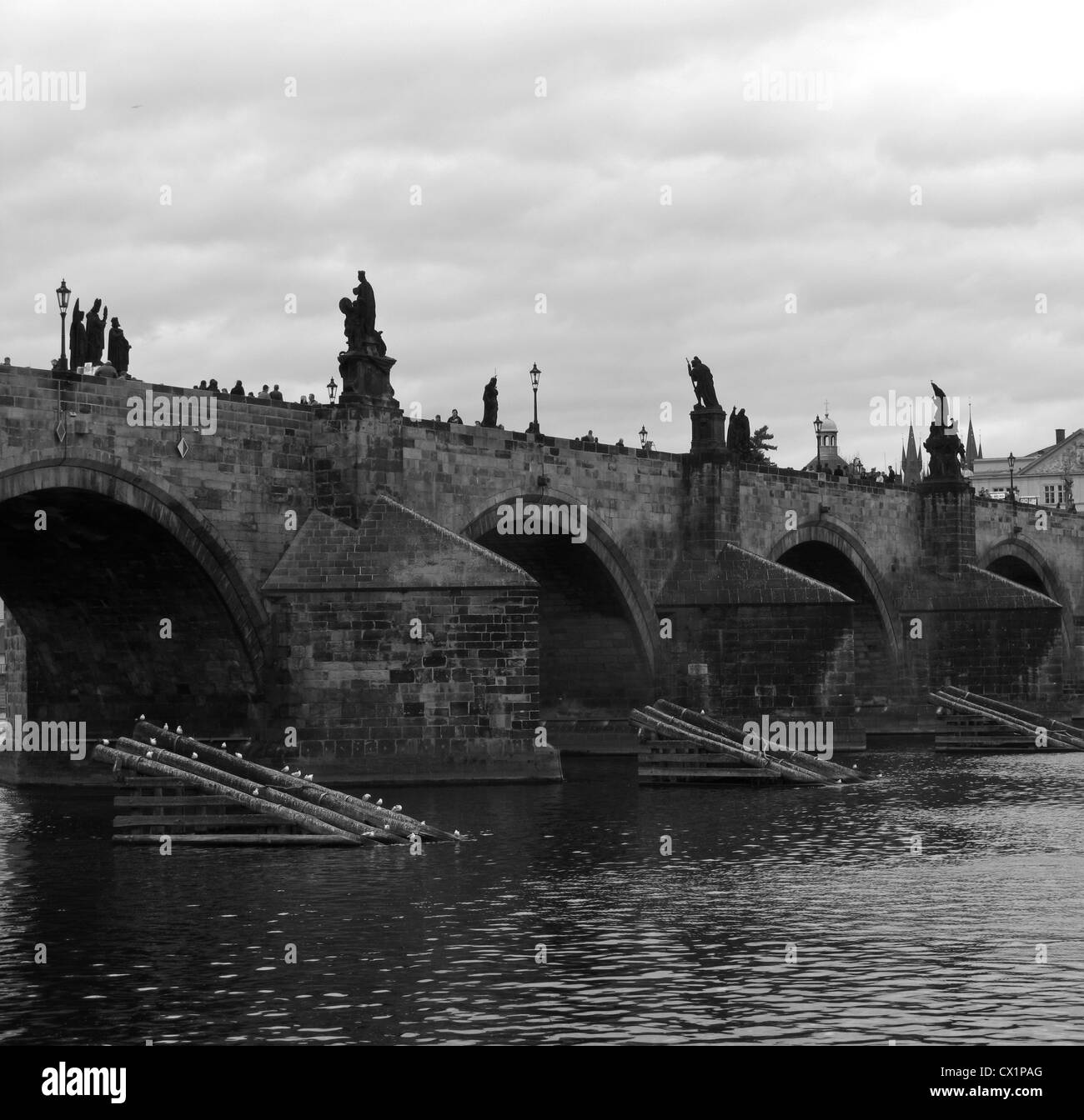 Prague black and white image Charles Bridge Stock Photo - Alamy