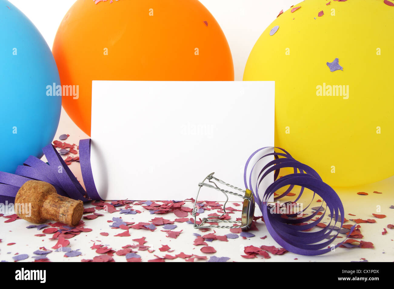 Party background with a white card for message Stock Photo - Alamy