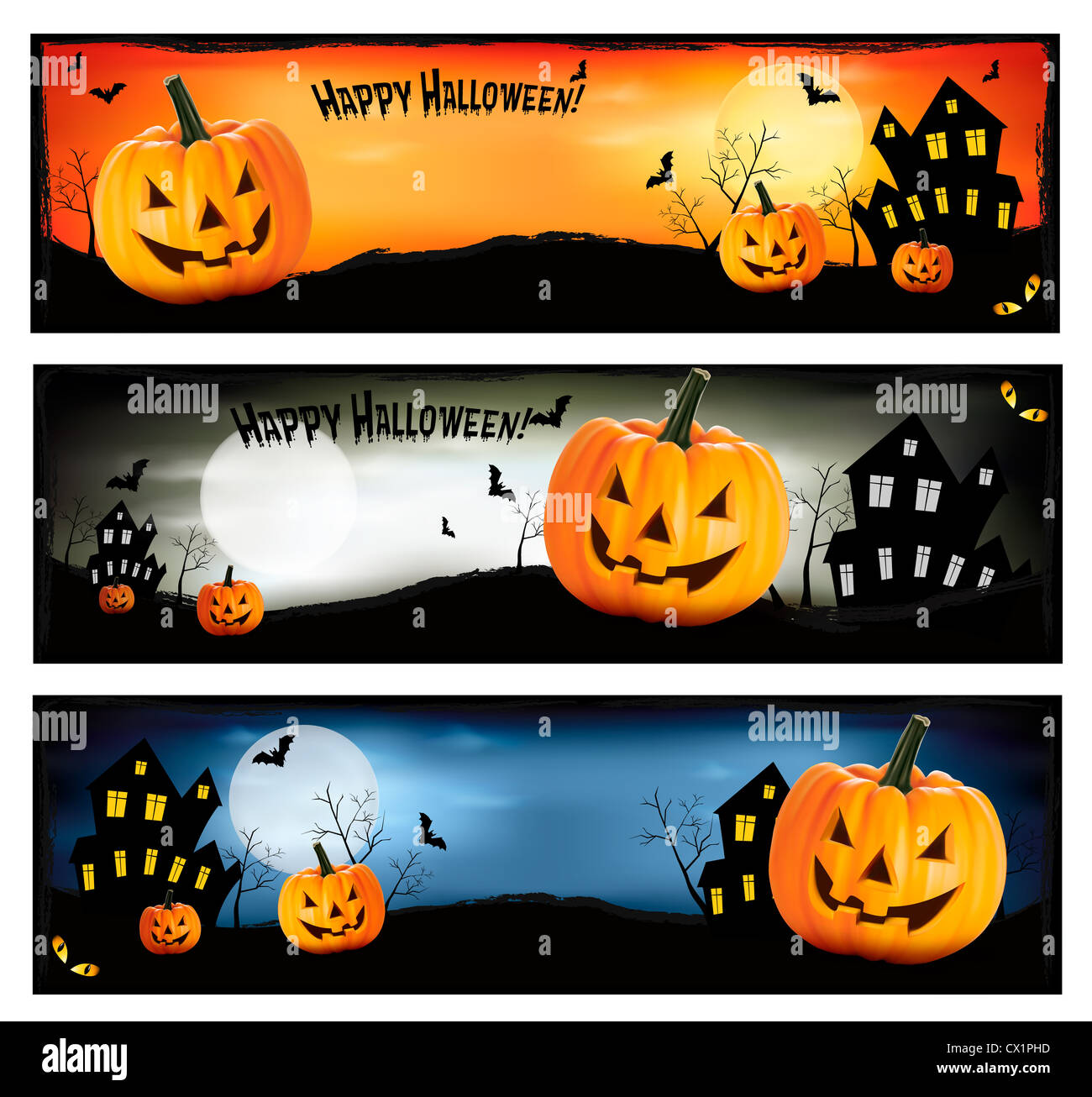 Three Halloween banners Stock Photo - Alamy