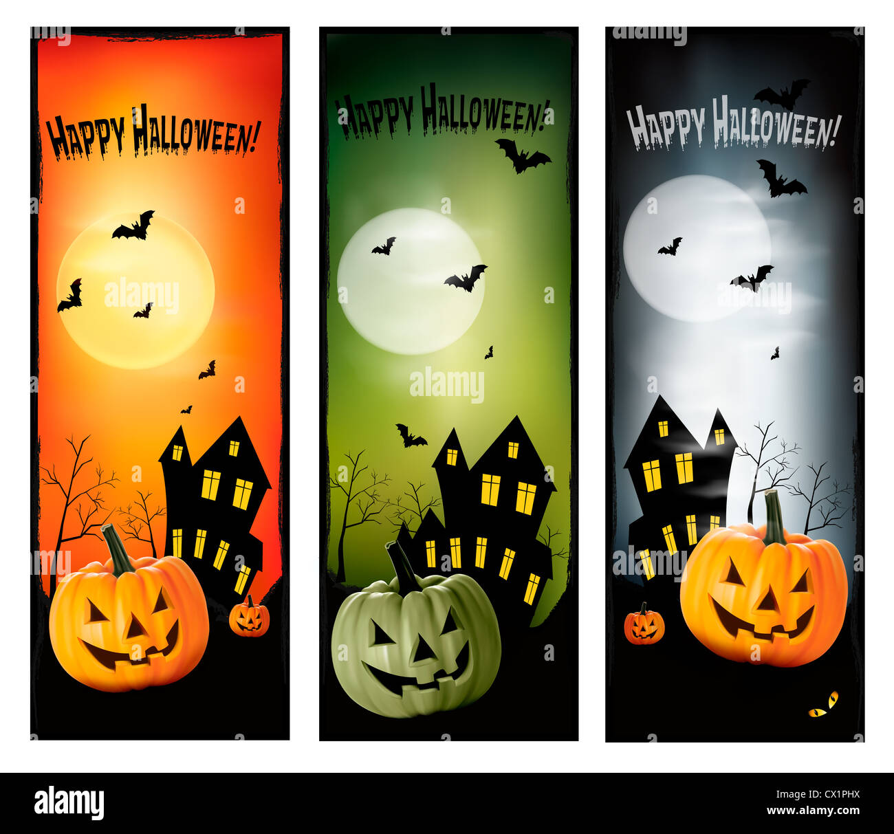 Three Halloween banners Stock Photo - Alamy