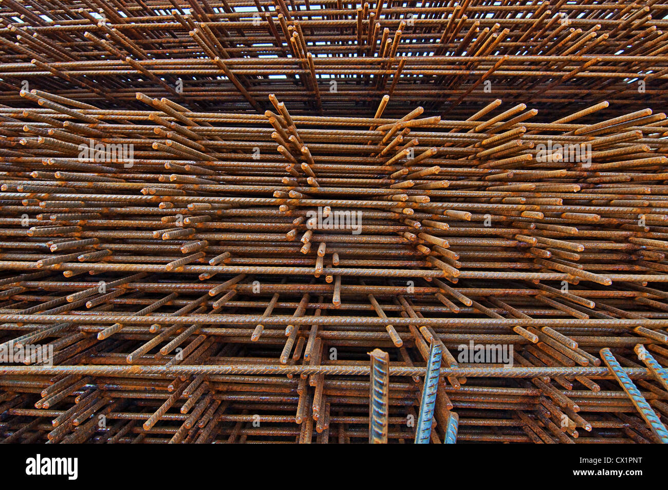 reinforcing mesh, steel bars stacked for construction Stock Photo - Alamy