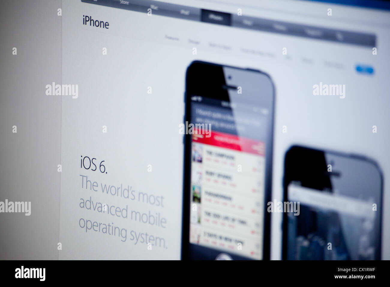 Apple website screenshot with iPhone 5 presentation page Stock Photo ...