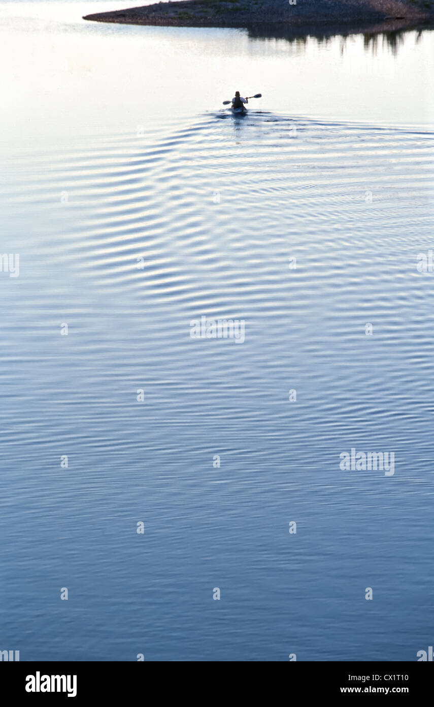 Kayaker paddling at sunset Megunticook Lake, Maine Stock Photo - Alamy
