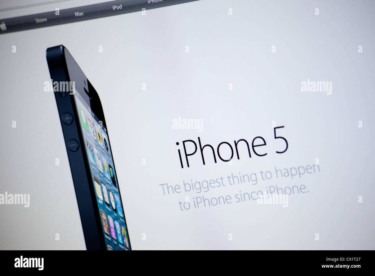 Apple website screenshot with iPhone 5 presentation page Stock Photo ...