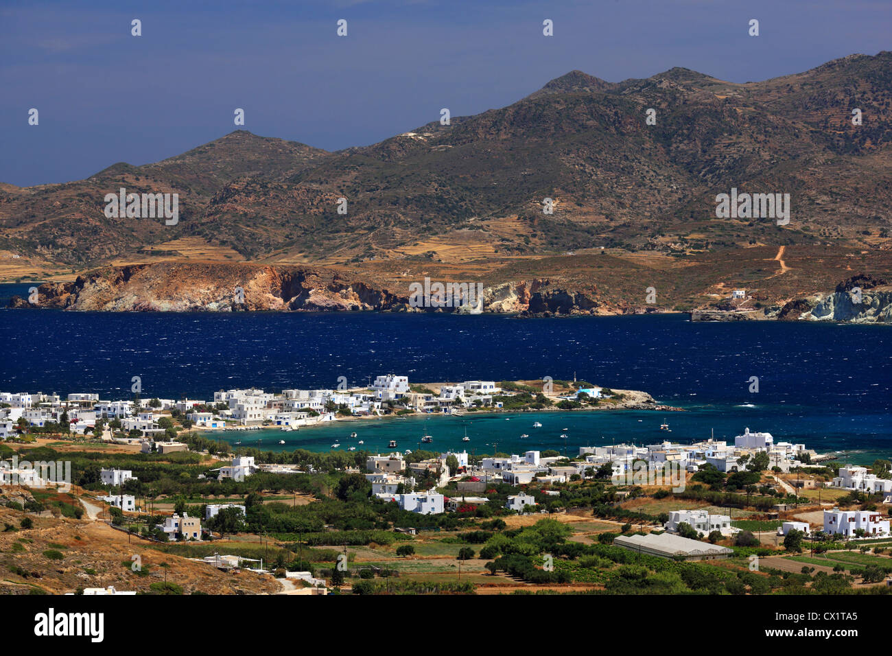 Panoramic view of Apollonia (also known as "Pollonia") village, Milos ...