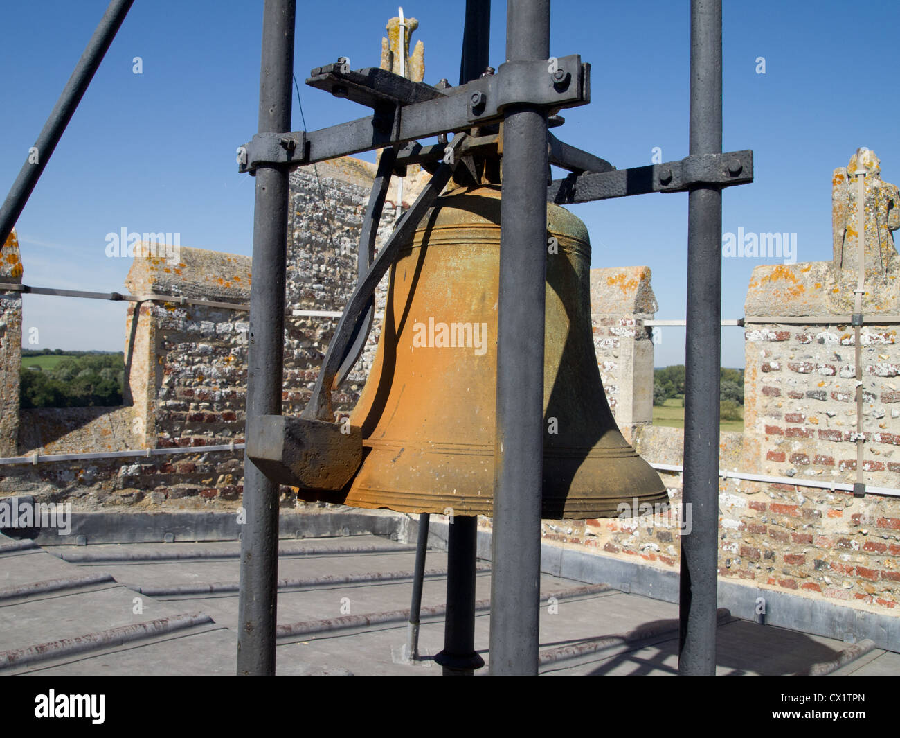The Victorian church bell on the tower roof of All Saints Church in ...