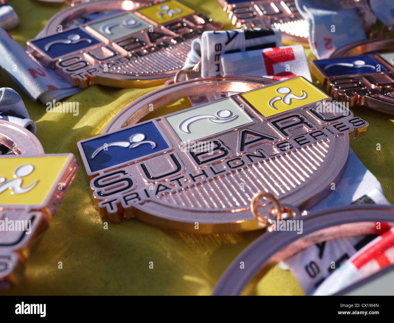 subaru triathlon medal Stock Photo - Alamy