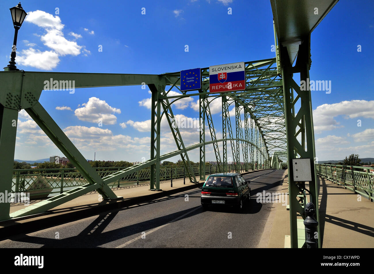Maria Valeria bridge across the River Danube on the border between ...