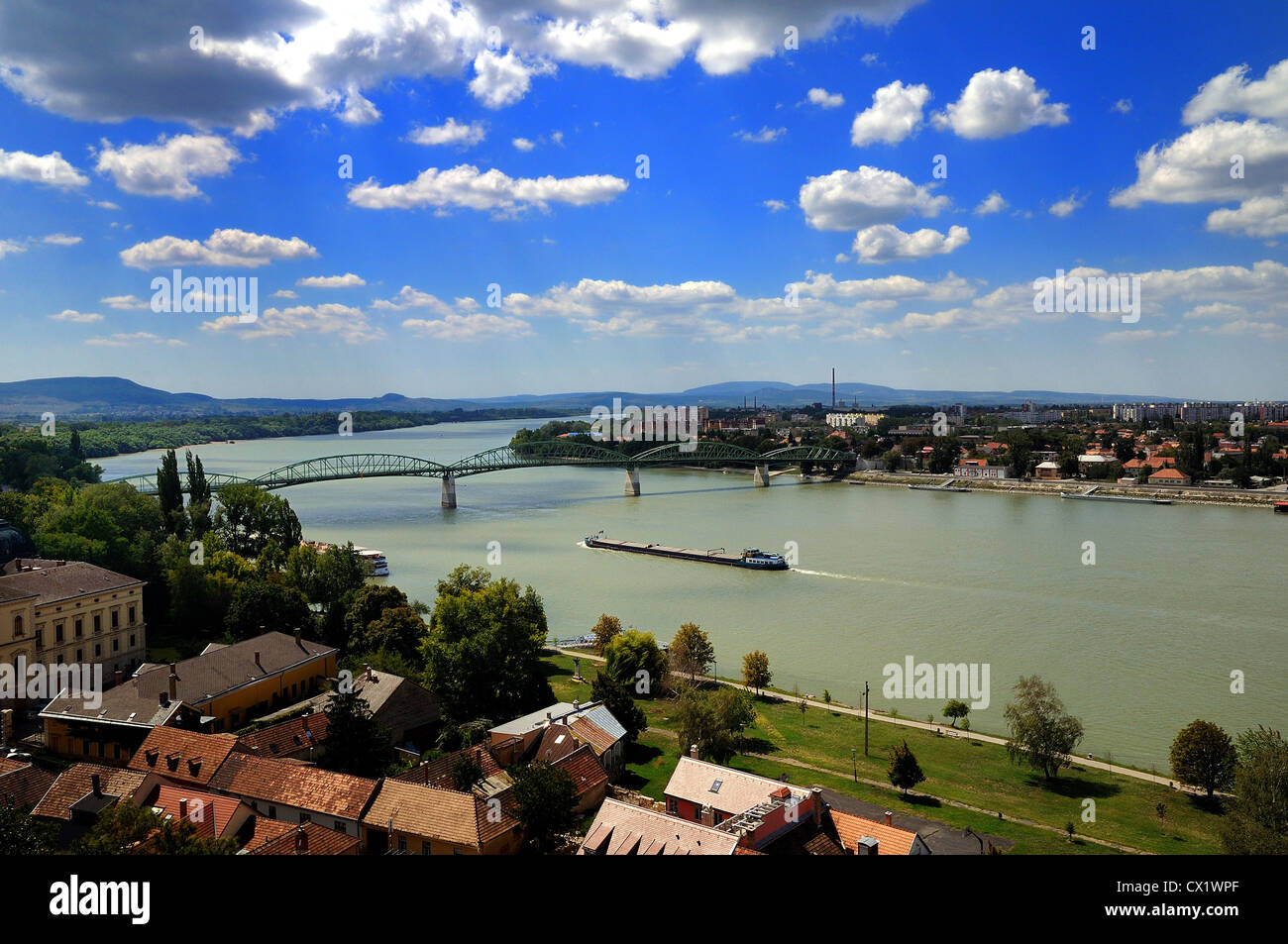 Maria Valeria bridge across the River Danube on the border between ...