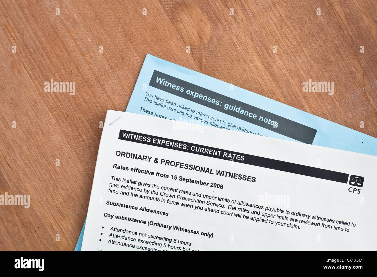 Witness expense form for attending court, UK Stock Photo - Alamy