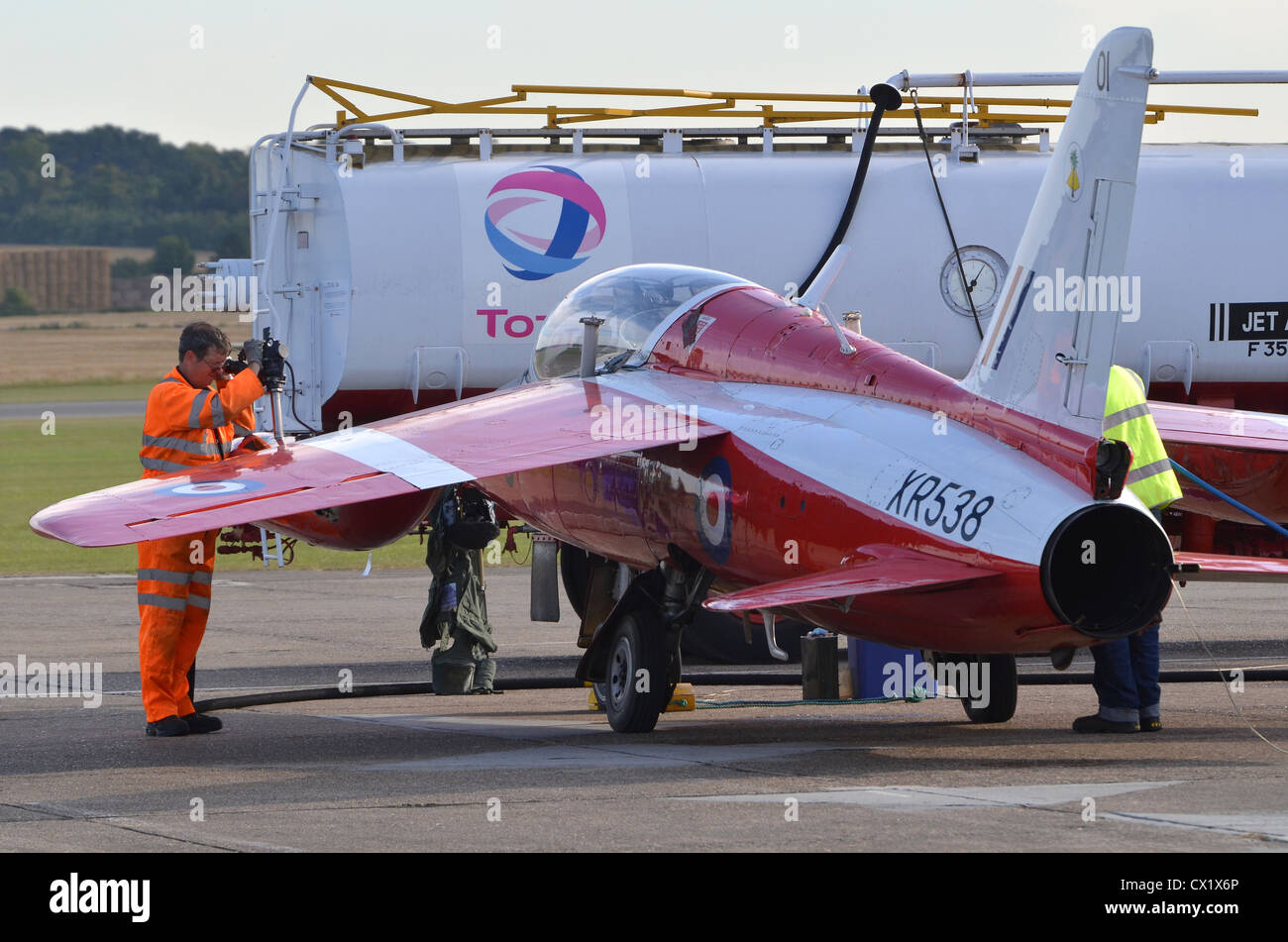 Folland Gnat in RAF training colours being refueled after displaying at ...