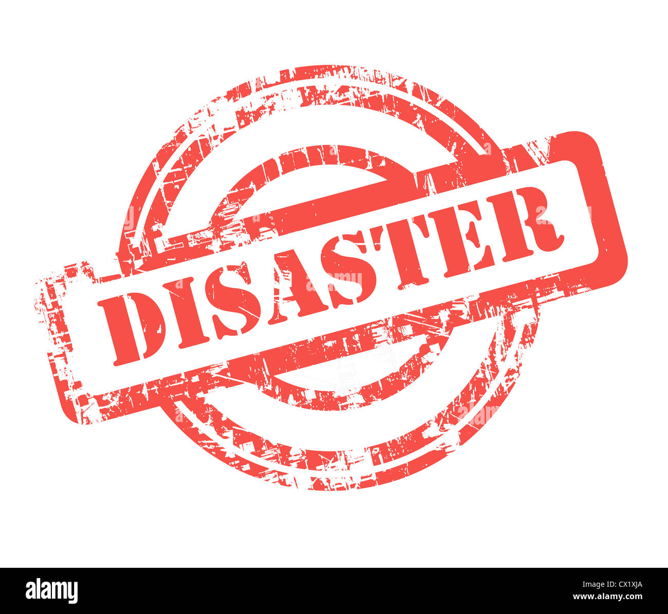 Red disaster stamp isolated on white background Stock Photo - Alamy