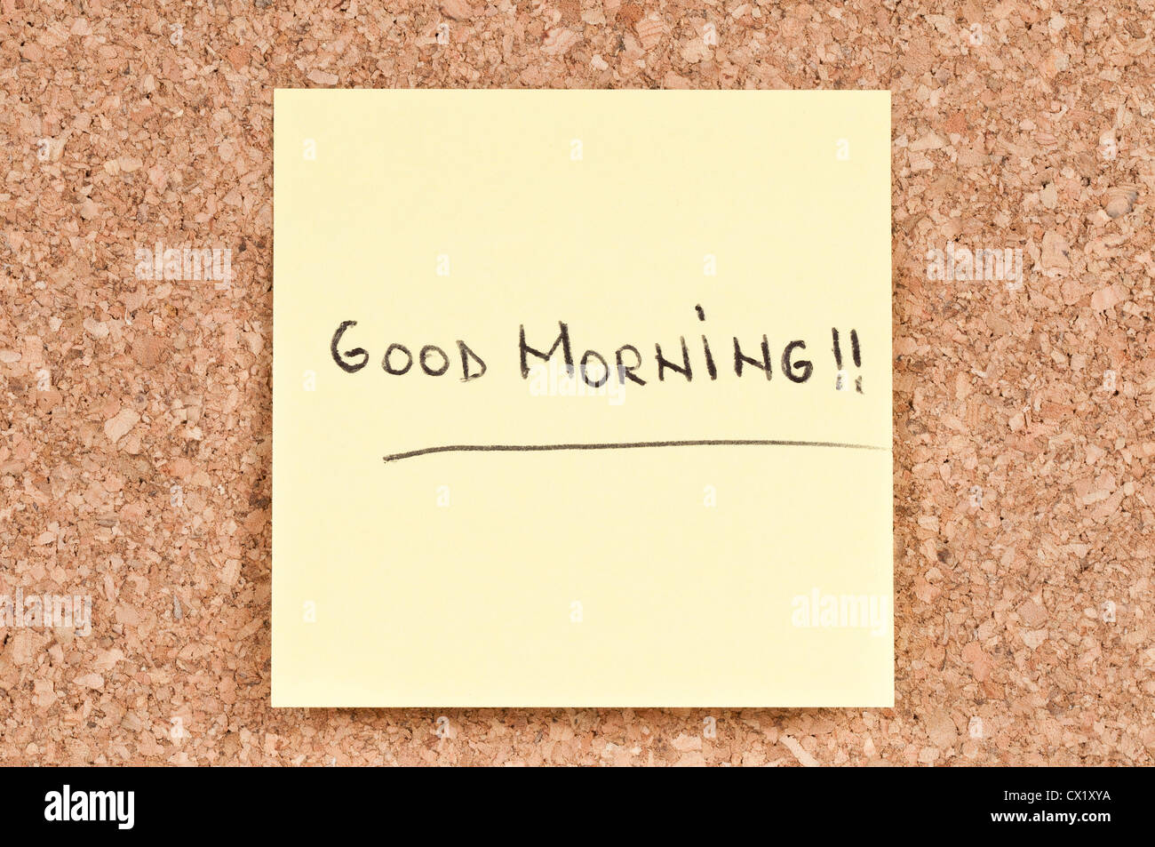 Good Morning, handwritten on a sticky note Stock Photo - Alamy