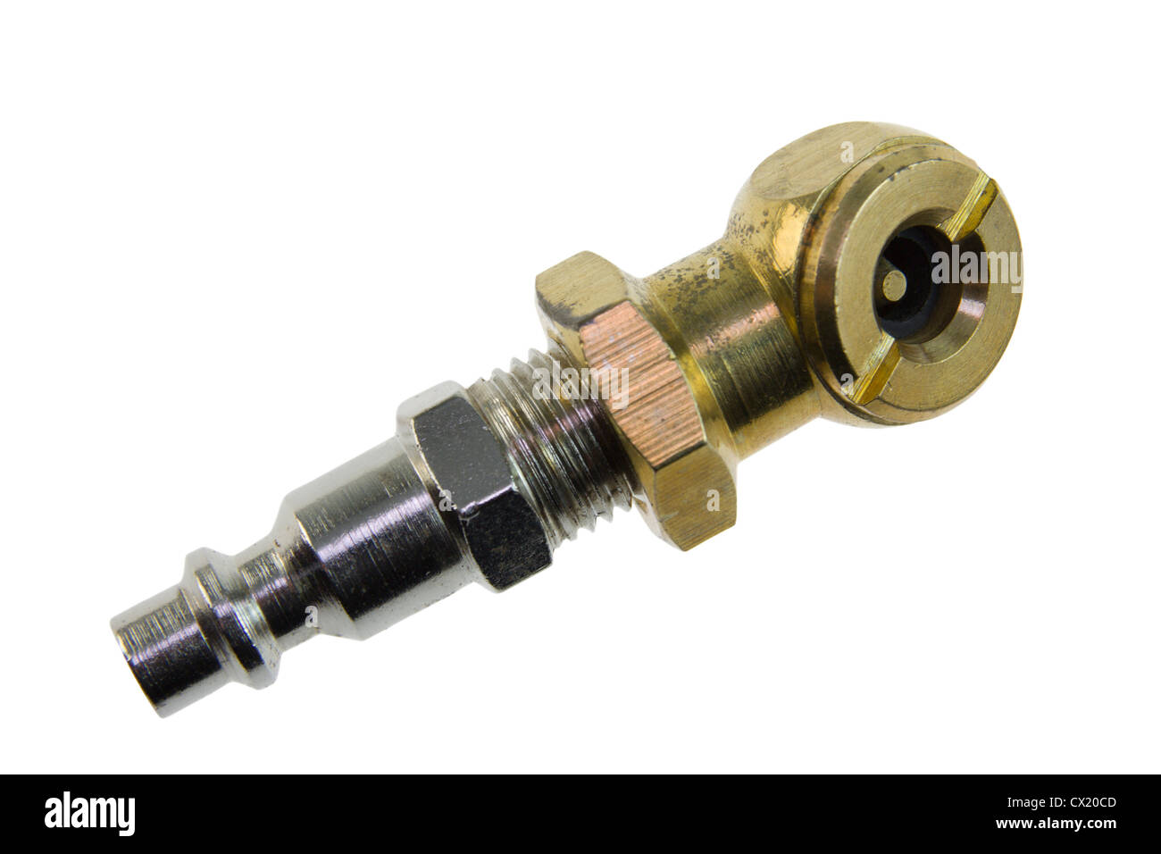 brass female air chuck with attached male aircompressor quick ...
