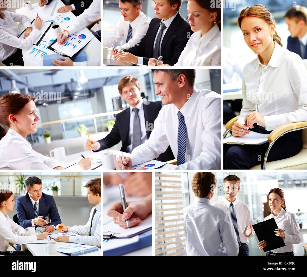 Collage of business people during work Stock Photo - Alamy