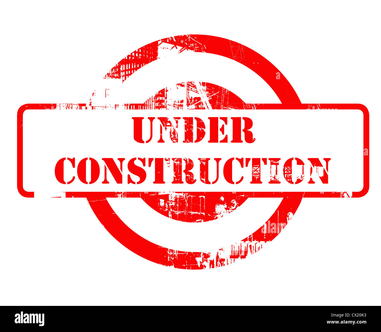 Under construction red stamp with copy space isolated on white ...
