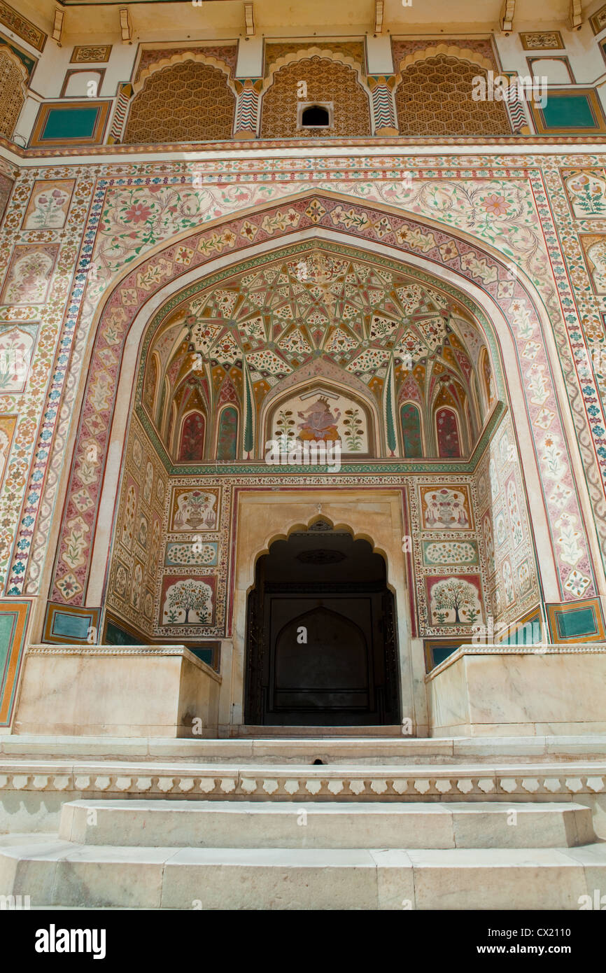 Side panel of Ganesh Pol in Amer Fort, Jaipur Stock Photo - Alamy