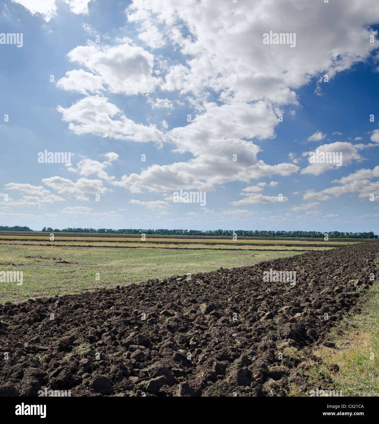 ploughed field after harvesting Stock Photo - Alamy