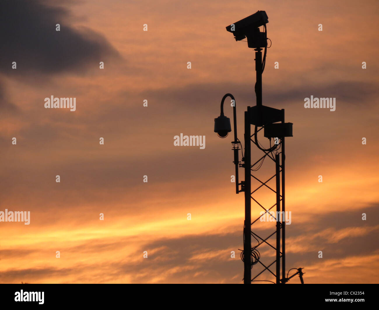 CCTV surveillance camera system in evening light Stock Photo - Alamy