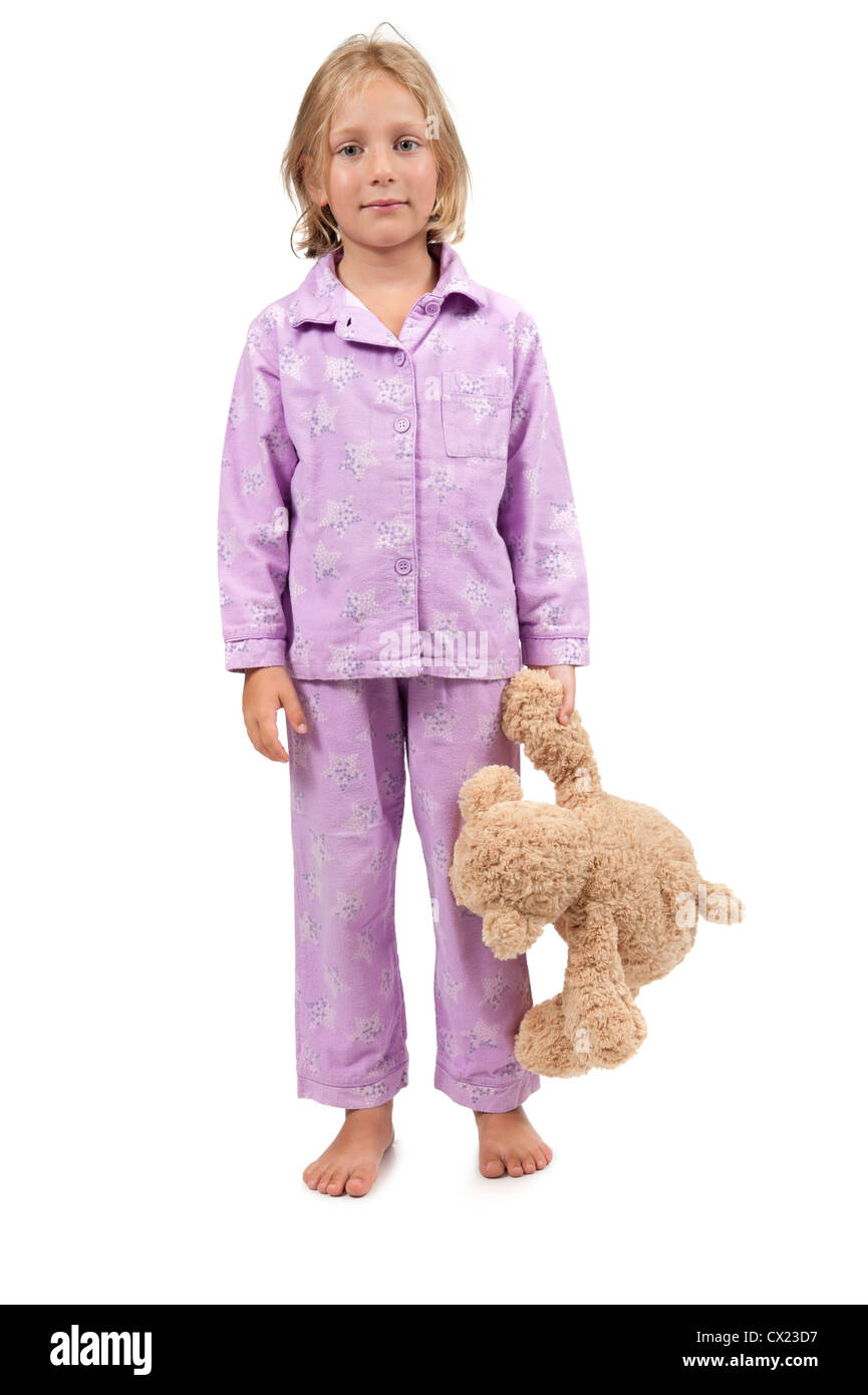 Bedtime - child in pajamas with teddy bear Stock Photo - Alamy