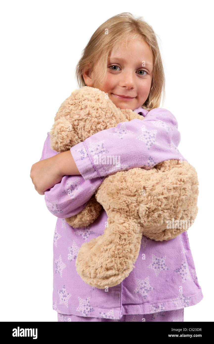 Bedtime - child in pajamas with teddy bear Stock Photo - Alamy