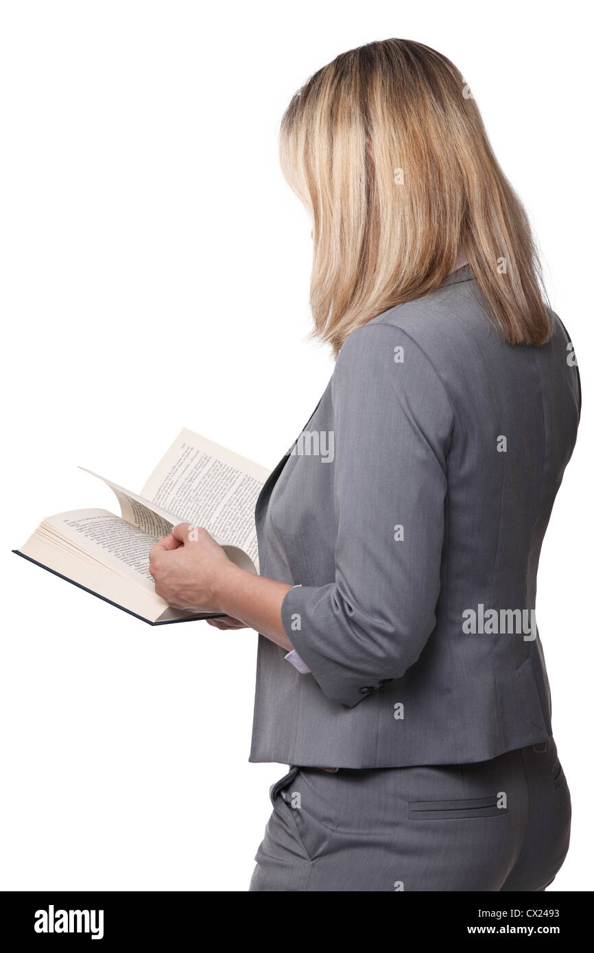 woman read book back view isolated on white Stock Photo - Alamy