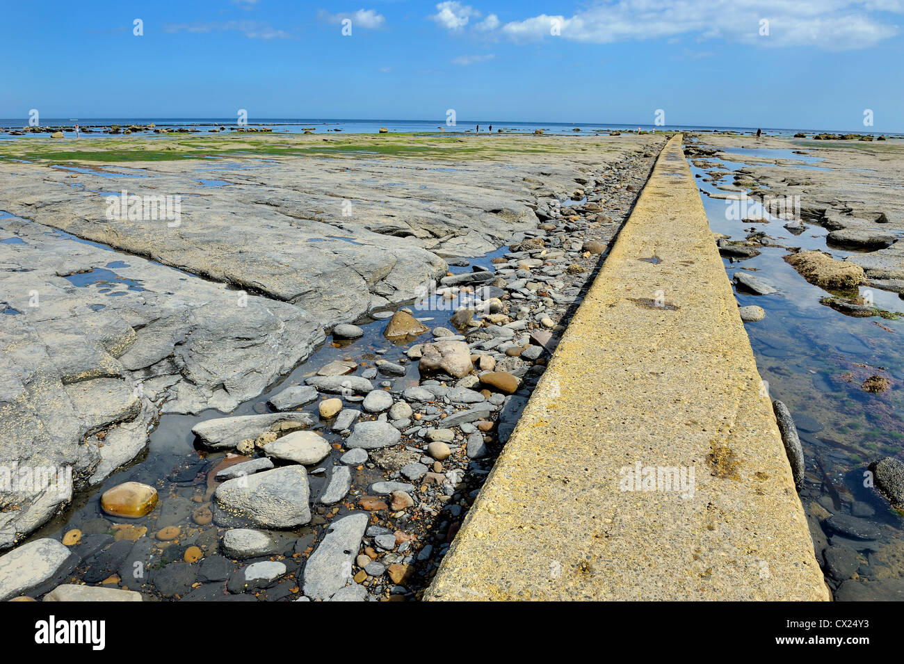 ocean beach path vanishing point whitby england uk Stock Photo - Alamy