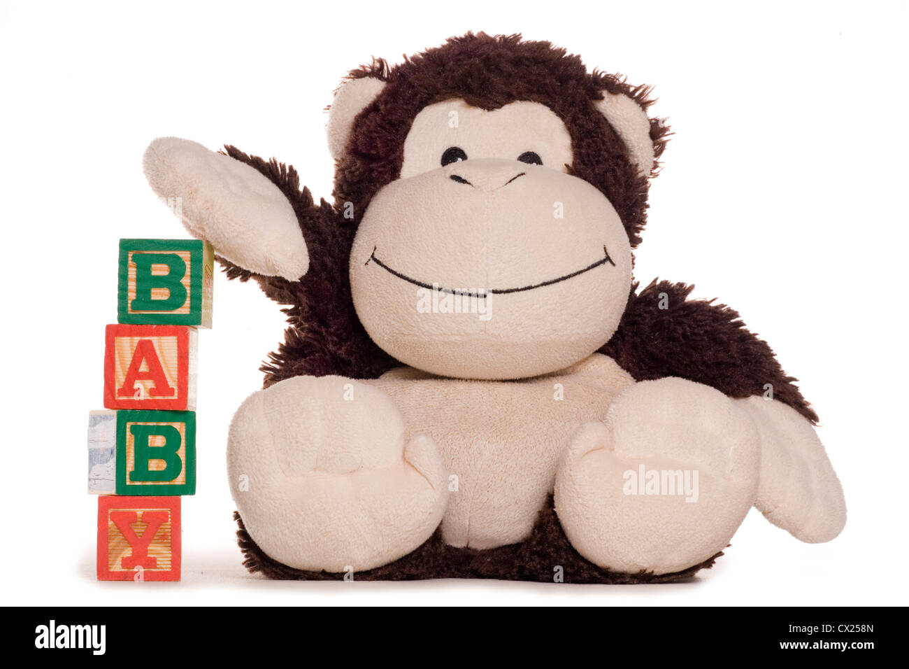 New baby alphabet blocks with soft toy studio cutout Stock Photo - Alamy